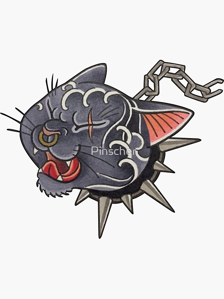 "Punk Rock Cat Tattoo" Sticker for Sale by Pinscher | Redbubble