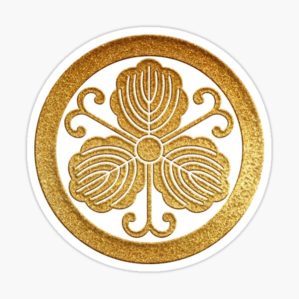 "Gold Maruni Tsuru Kashiwa Kamon" Sticker for Sale by Takeda-art | Redbubble