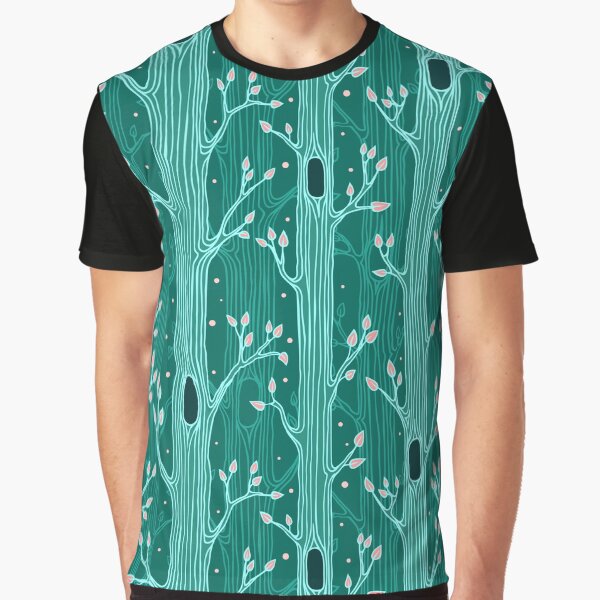 "Emerald forest. Seamless pattern with trees" T-shirt for Sale by yulia ...