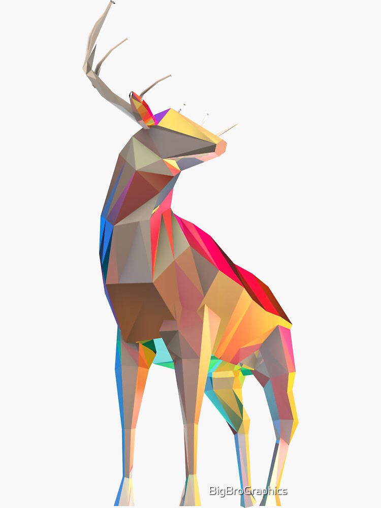 "Deer Low Poly" Sticker for Sale by BigBroGraphics | Redbubble