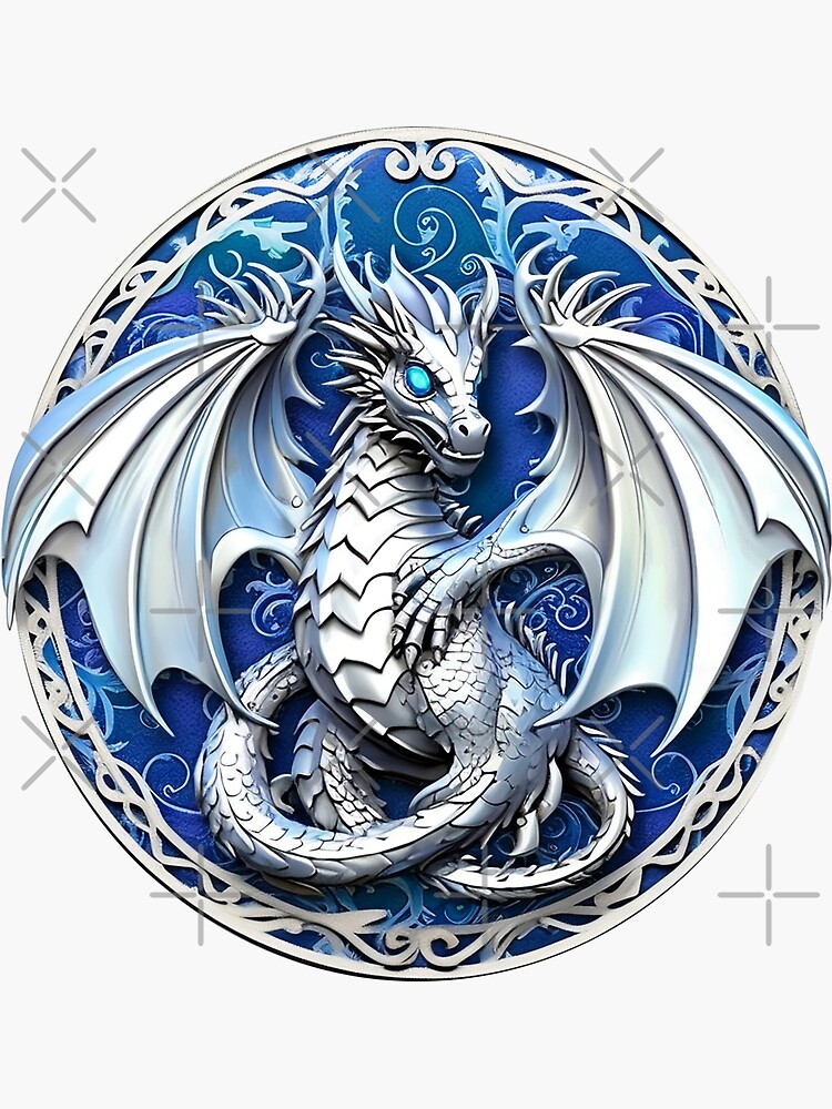 "Viking dragon, Silver and blue dragon, celtic dragon, for dad, dad ...