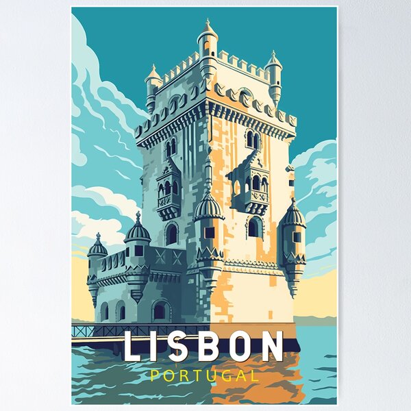 "Lisbon Portugal Belem Tower Travel Art Vintage" Poster for Sale by ...