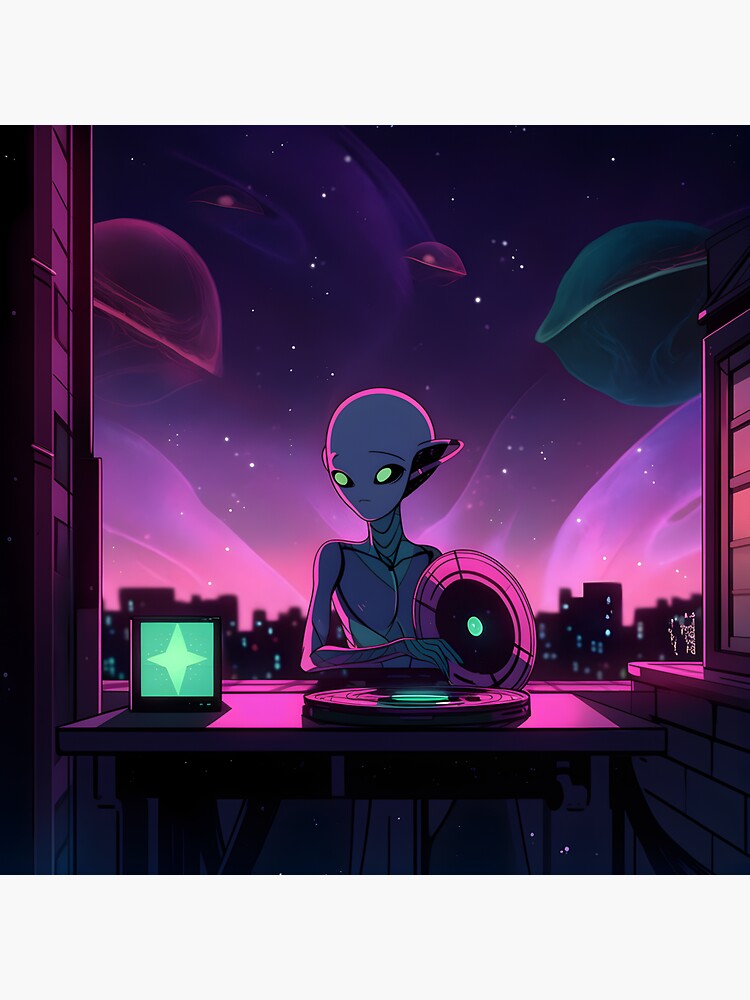 "Alien DJ" Sticker for Sale by balancingturtle | Redbubble