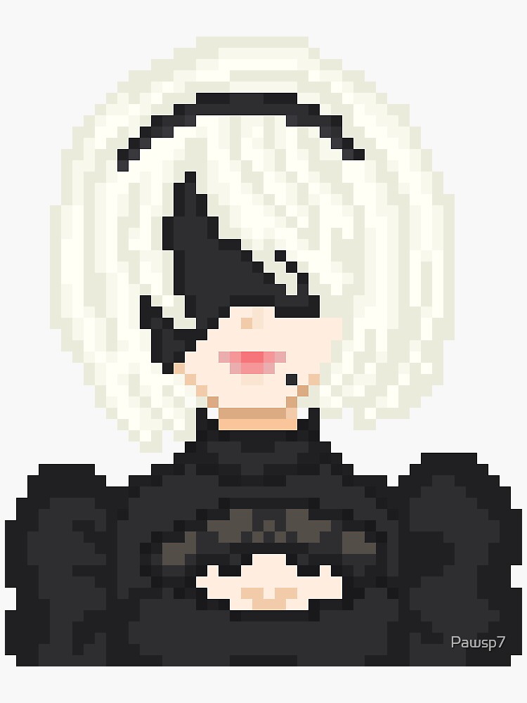 "2B Pixel Art Portrait Nier Automata" Sticker for Sale by Pawsp7 ...