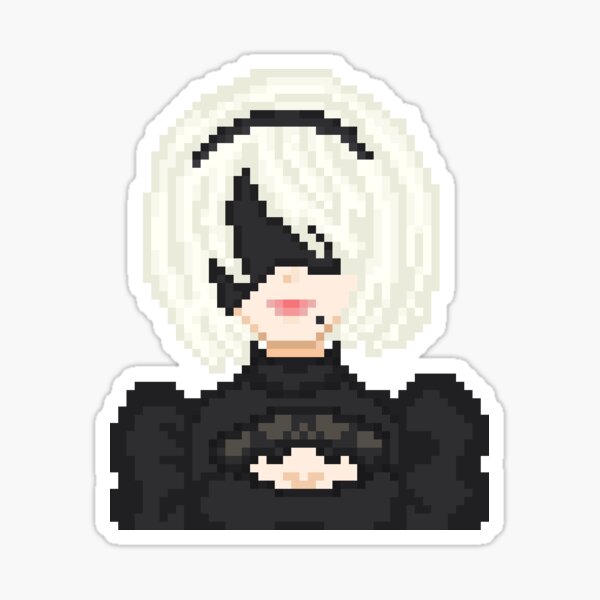 "2B Pixel Art Portrait Nier Automata" Sticker for Sale by Pawsp7 ...