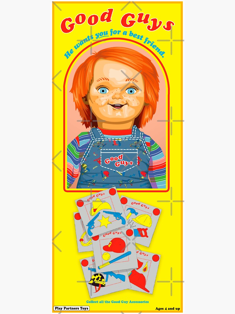 "Child's Play Chucky in the box sticker" Sticker by Ibarrart | Redbubble