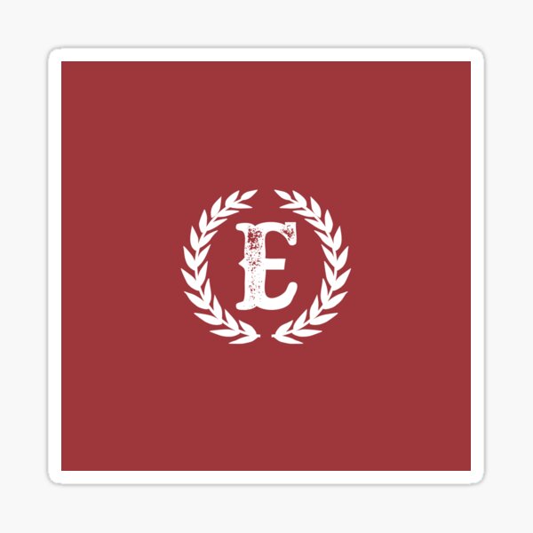 "Rustic Red Monogram: Letter E" Sticker for Sale by MilitaryCandA ...