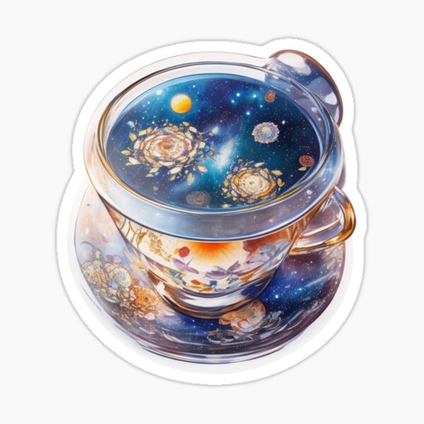 "Galaxy Tea In Cup With Saucer" Sticker for Sale by BBGIFTSUK | Redbubble