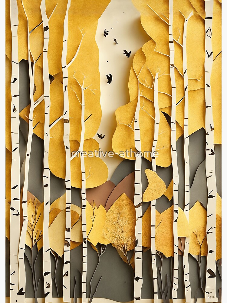 "Aspen trees paper collage art 3" Sticker for Sale by creative-athome ...