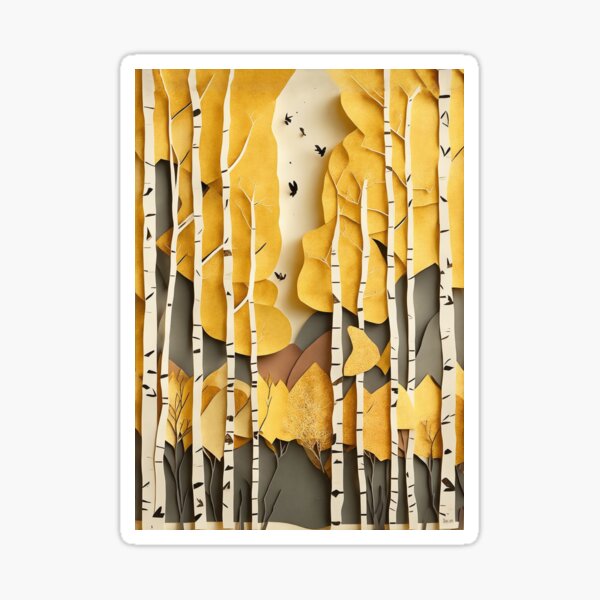 "Aspen trees paper collage art 3" Sticker for Sale by creative-athome ...