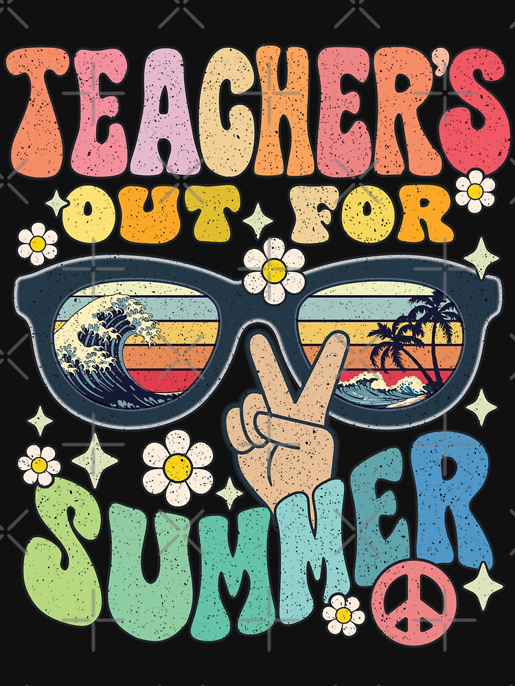 Teachers Out For Summer Retro Groovy Last Day Of School T Shirt For