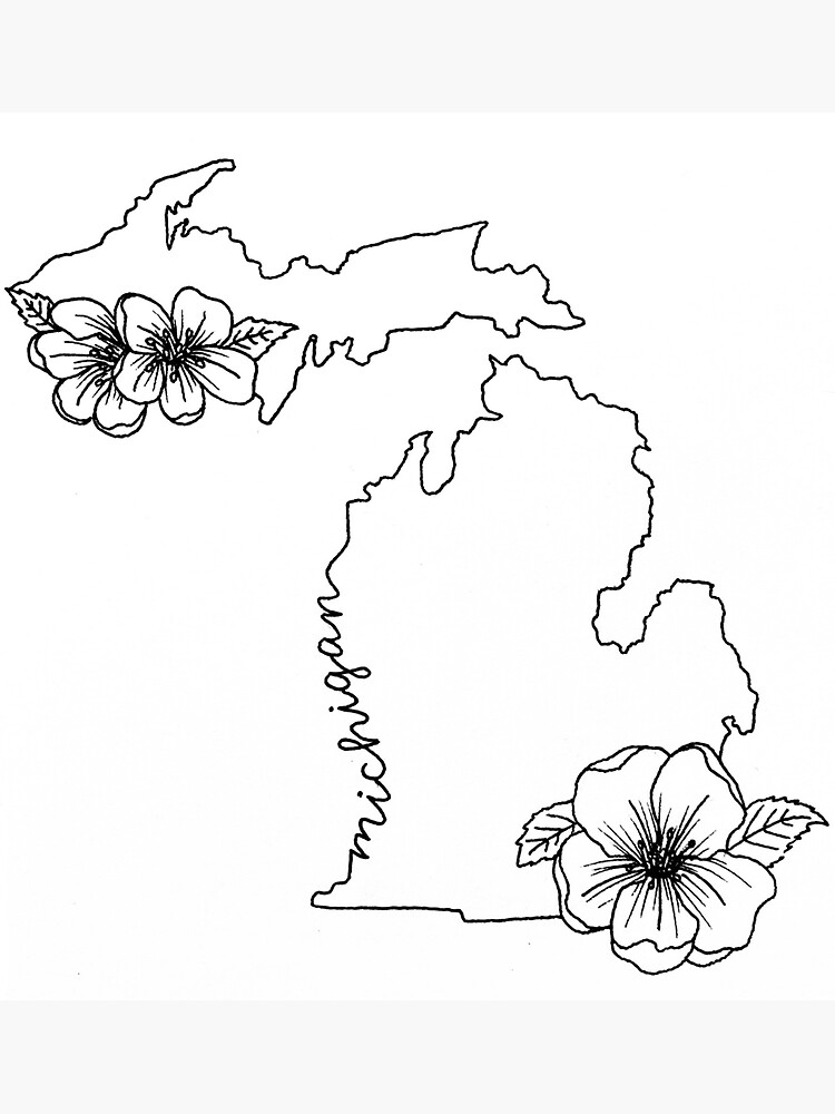 "Michigan State Outline and Flowers" Sticker for Sale by Alyssa Coon ...