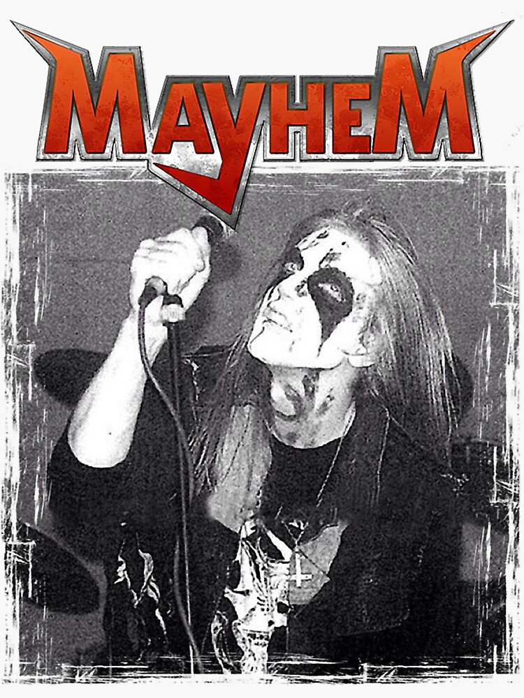 "mayhem " Sticker for Sale by NOONARECORDR | Redbubble