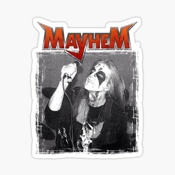 "mayhem " Sticker for Sale by NOONARECORDR | Redbubble
