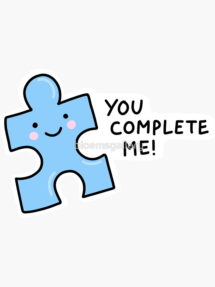 "'you complete me' puzzle piece illustration" Sticker for Sale by ...