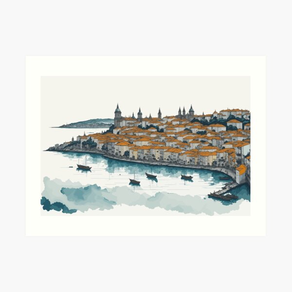 "Colorful Porto Landscape | Skyline | 3d | watercolor | side frame" Art ...