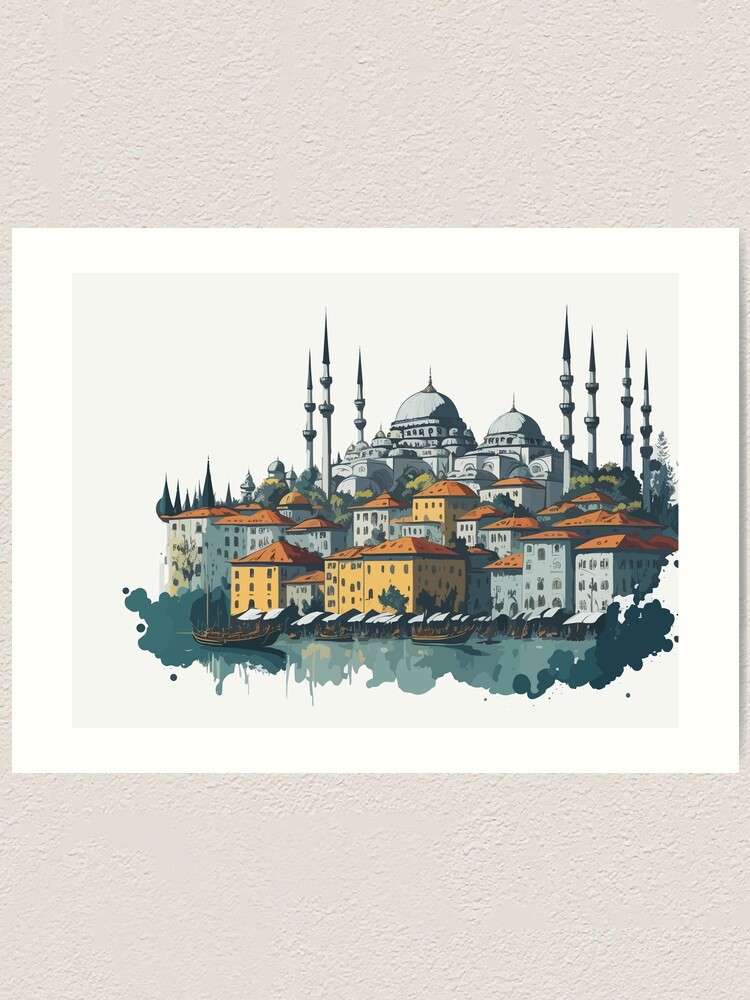 "Pastel Colored Instanbul | Landscape | Harbour | 3d | watercolor ...