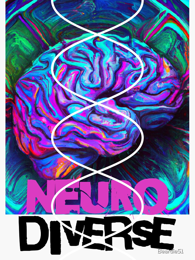 "NEURO DIVERSE" Sticker for Sale by Beardie51 | Redbubble