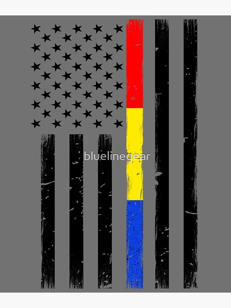"Thin Red Blue Gold Line Fire Dispatcher Police Flag" Art Print for ...