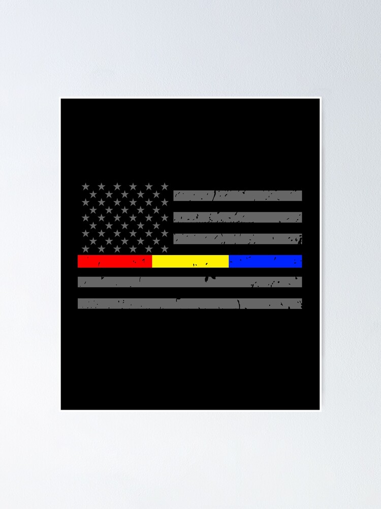 "Firefighter Police Dispatcher Flag" Poster for Sale by bluelinegear ...