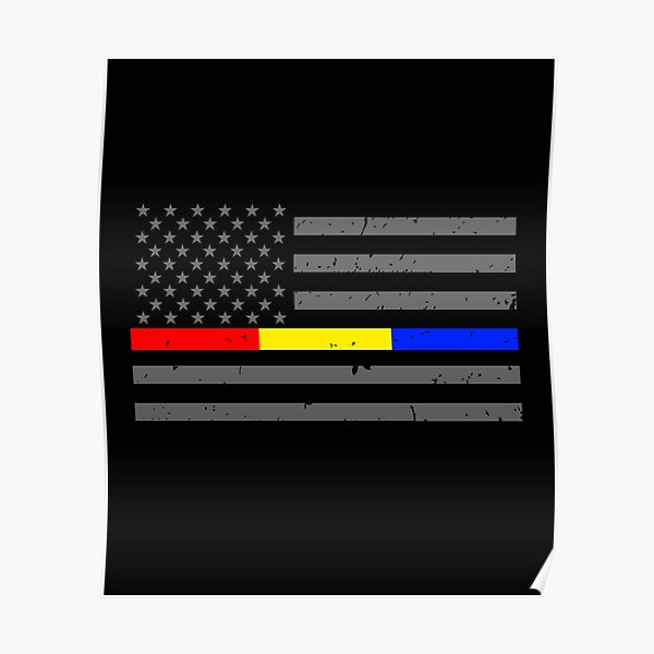 "Firefighter Police Dispatcher Flag" Poster for Sale by bluelinegear ...