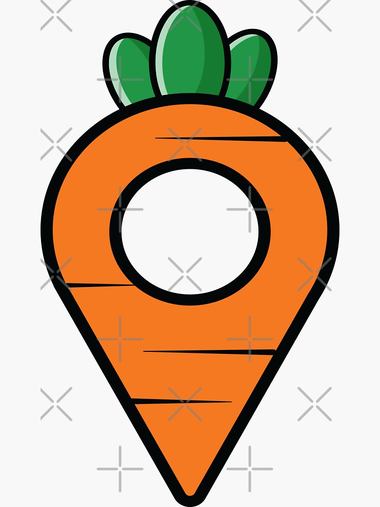 "Carrot location sign on the map " Sticker for Sale by Donutlovers ...