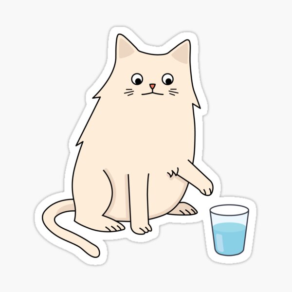 "Cat Knocking Over A Water Glass" Sticker for Sale by theredteacup ...