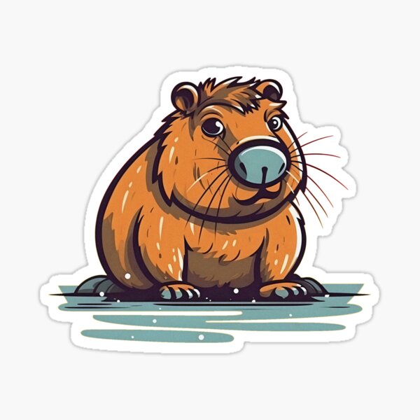 "Fluffy cute capybara cartoon logo" Sticker for Sale by KristinaNEL ...