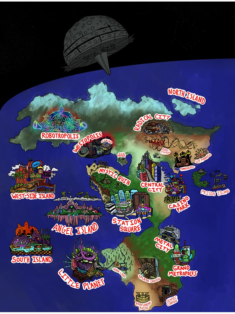 "Sonic World Map" Sticker for Sale by BatteryBatty | Redbubble