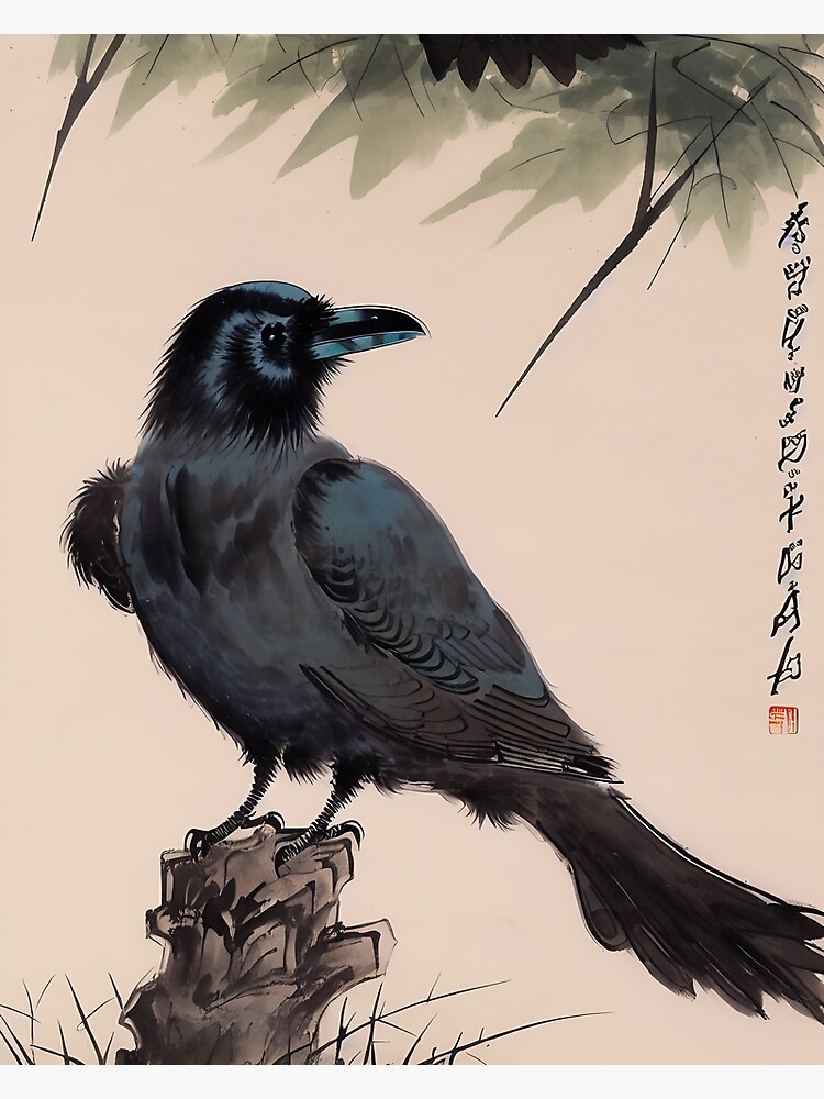 Crow - vintage chinese art - Guo Hua Style Premium Matte Vertical ...