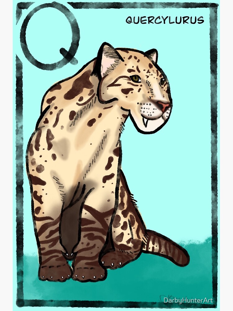 "Q is for Quercylurus | saber tooth tiger | prehistoric " Sticker for ...