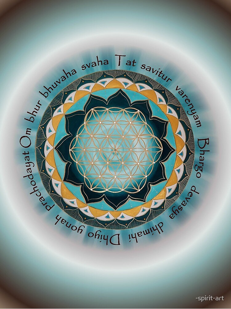 "Gayatri Mantra Mandala Flower of life, flower of life" Framed Art ...