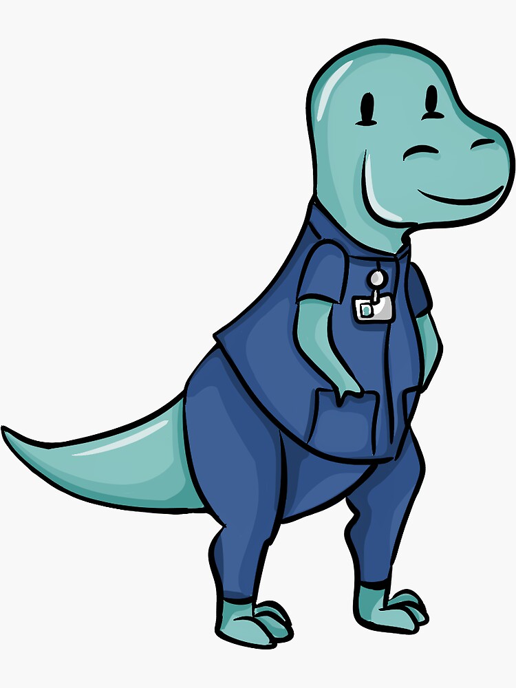 "Teal Nurse Dino" Sticker for Sale by InclusiveDinos | Redbubble