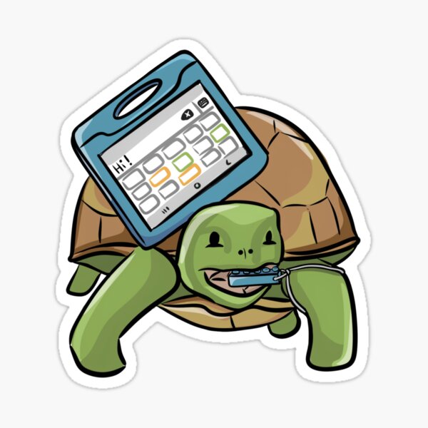 "Turtle with AAC Device and Chewy" Sticker for Sale by InclusiveDinos ...
