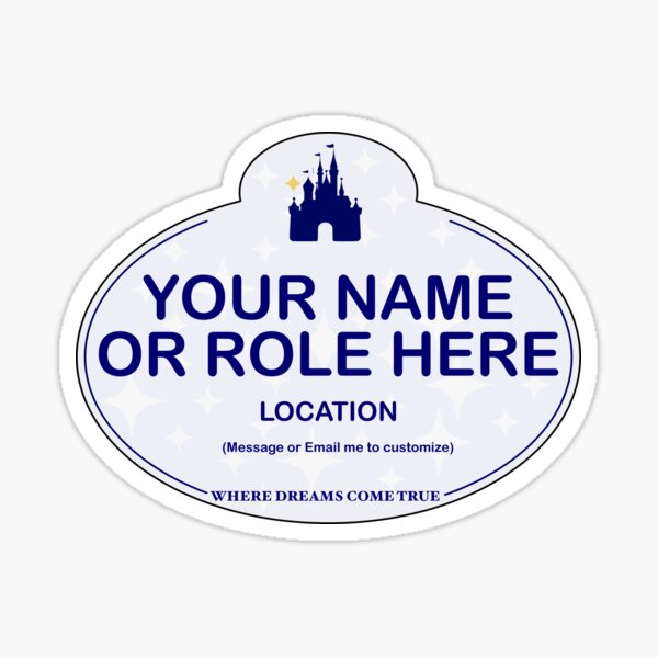 "WDW Custom Name Tag" Sticker for Sale by samantha brachman | Redbubble