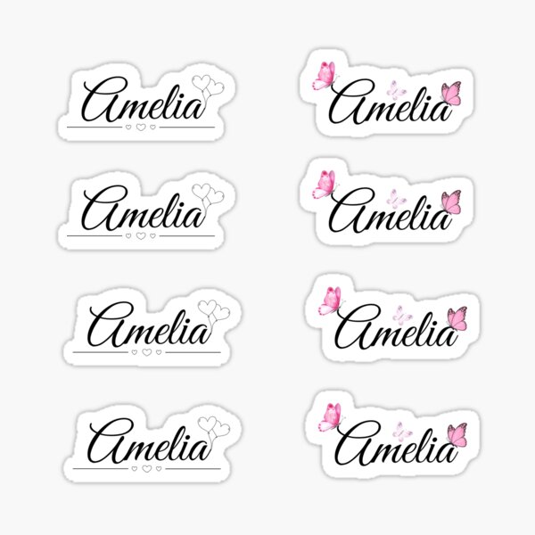 "Amelia Name Stickers" Sticker for Sale by Acconite | Redbubble