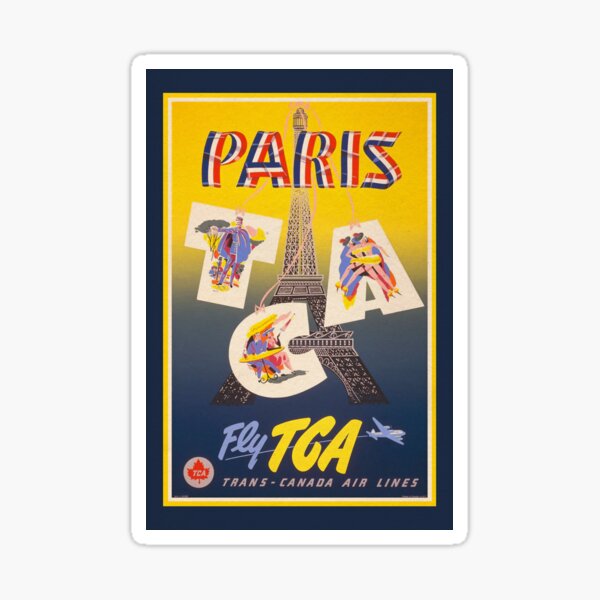 "Paris Fly TCA Retro Air Travel" Sticker for Sale by knightsydesign ...