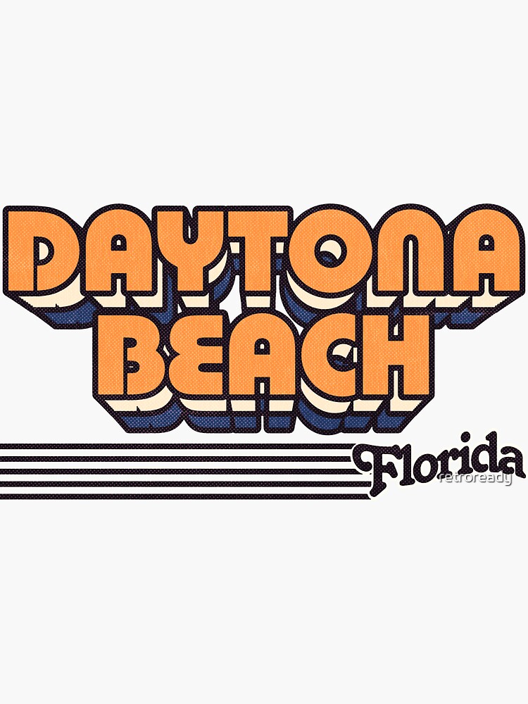 "Daytona Beach, Florida | Retro Stripes" Sticker by retroready | Redbubble