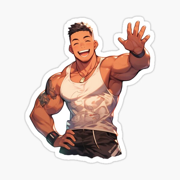 "Waving Hunk" Sticker for Sale by BaraPrintHQ | Redbubble