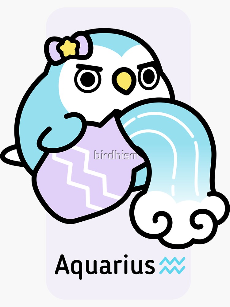 "Chubby Bird Zodiac Aquarius" Sticker for Sale by birdhism | Redbubble