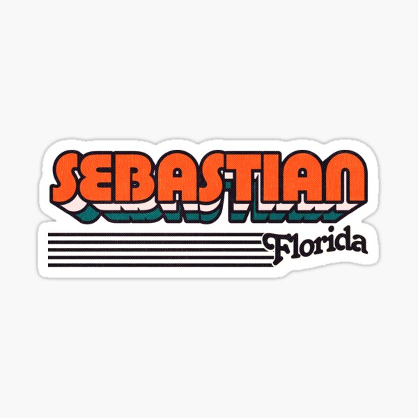 "Sebastian, Florida | Retro Stripes" Sticker by retroready | Redbubble