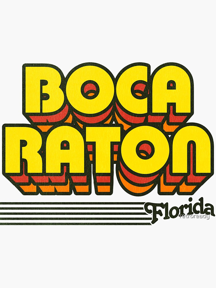 "Boca Raton, Florida | Retro Stripes" Sticker by retroready | Redbubble