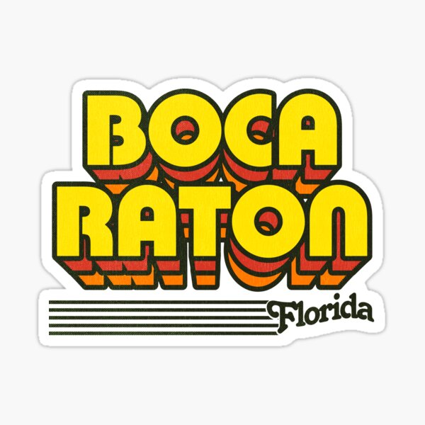 "Boca Raton, Florida | Retro Stripes" Sticker by retroready | Redbubble