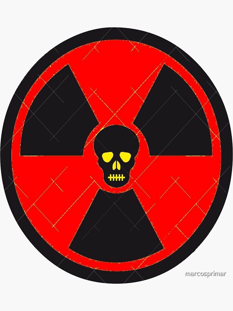 "Shirt nuclear symbol red" Sticker by marcosprimar | Redbubble