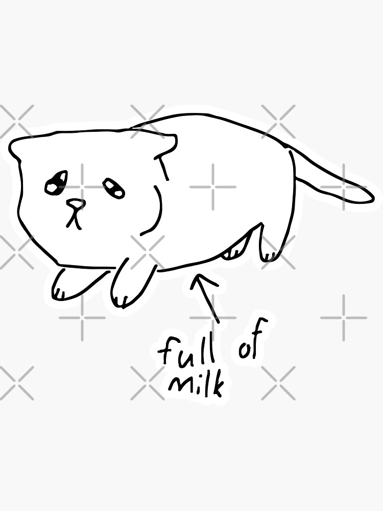"Full of milk kitten - HD cat meme" Sticker for Sale by Rzera- | Redbubble
