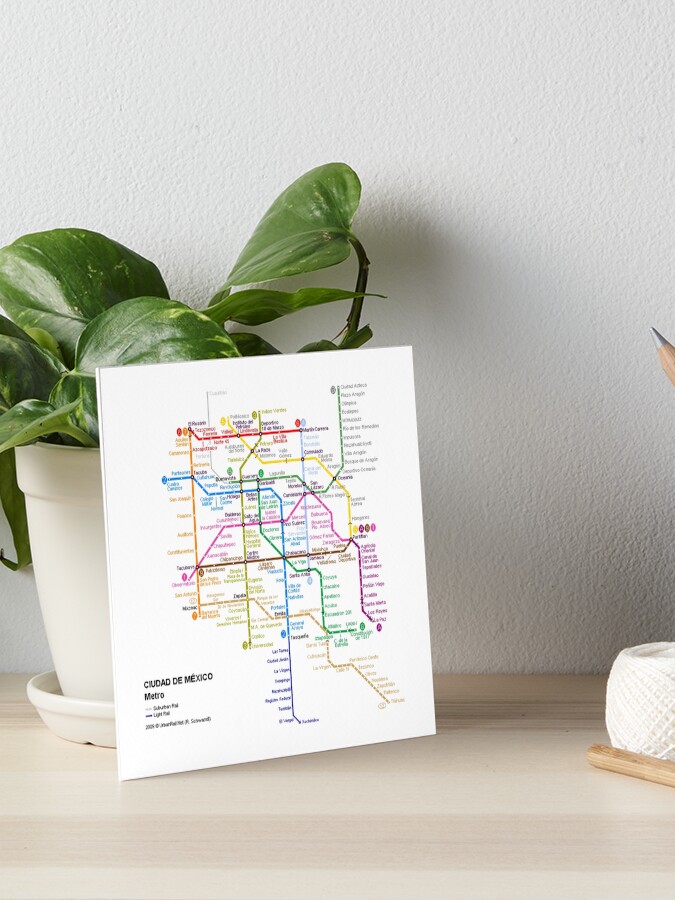 "Mexico City Train Metro Map" Art Board Print for Sale by Linkbekka ...