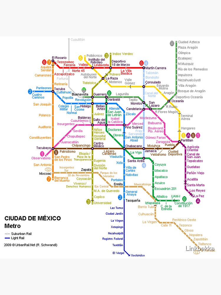 "Mexico City Train Metro Map" Sticker for Sale by Linkbekka | Redbubble