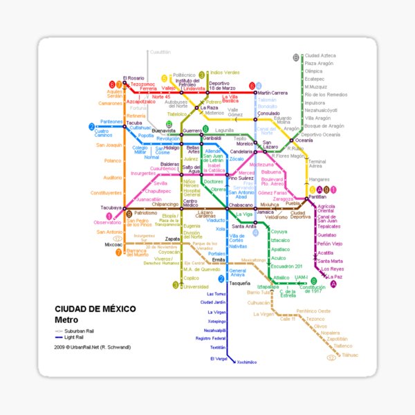 "Mexico City Train Metro Map" Sticker for Sale by Linkbekka | Redbubble