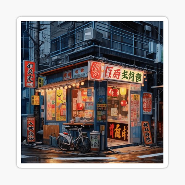 "Tokyo Corner Shop" Sticker for Sale by madebykyra | Redbubble