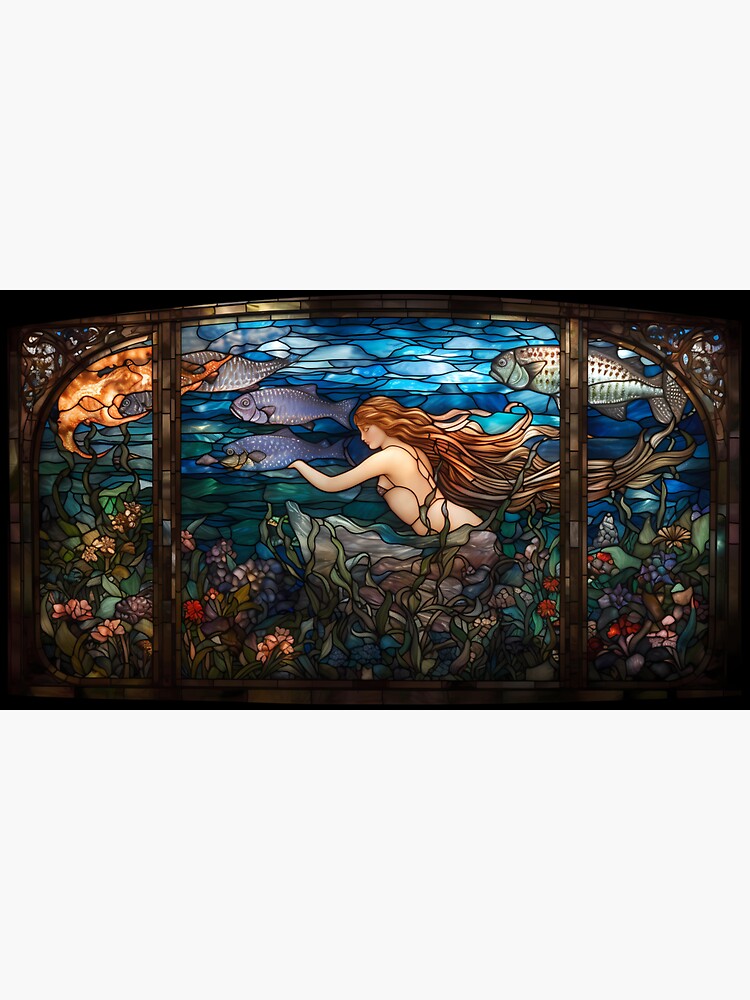 "Beautiful Mermaid Stained Glass Window Art" Sticker for Sale by ...